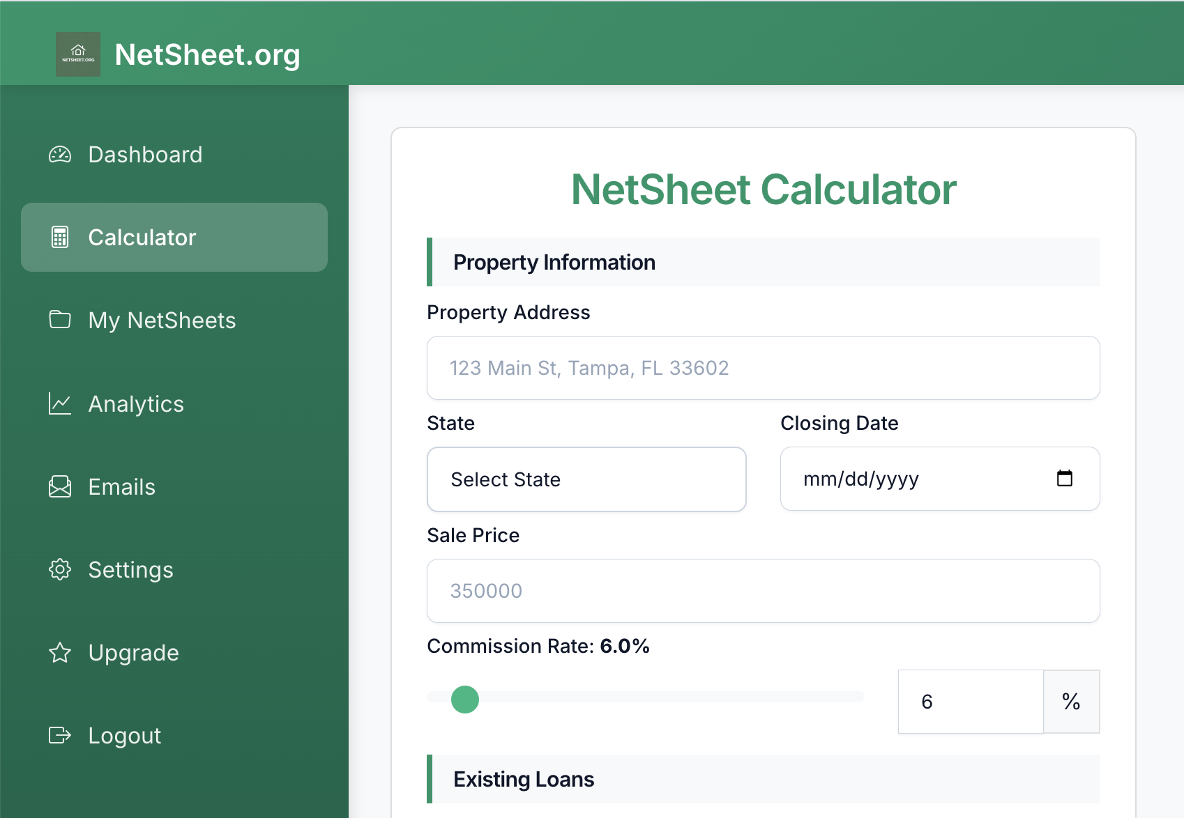 Seller Net Sheet Calculator | NetSheet.org | Free Real Estate Tool